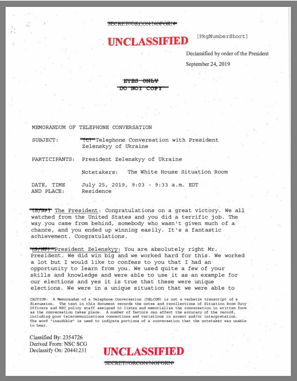 Trump Pushed Ukraine To Investigate Joe Biden, Transcript Shows