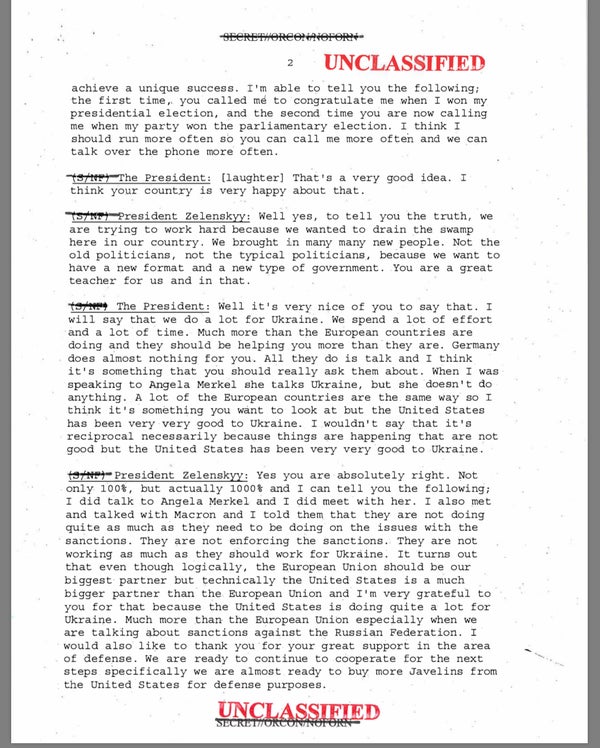 Trump Pushed Ukraine To Investigate Joe Biden, Transcript Shows