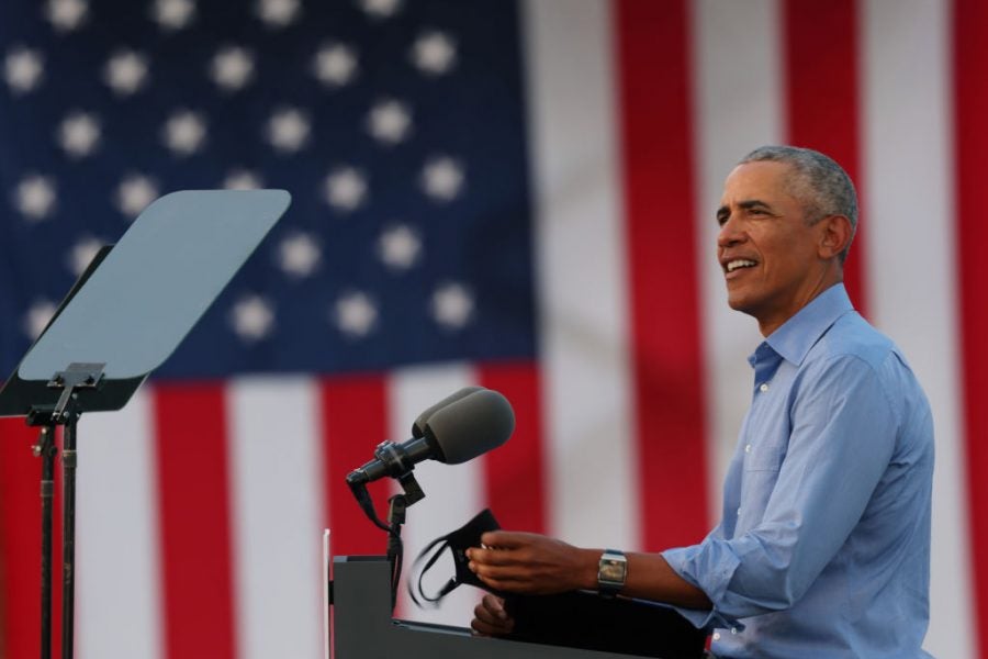 Barack Obama Speaks At Joe Biden Drive-In Rally In Philadelphia